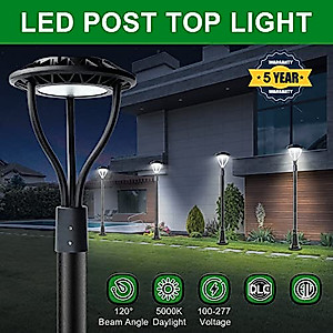 OSTEK Led Post Top Pole Lights with Photocell 40W LED Circular Parking Lot Area Light 5000K Outdoor Lamp Top Pathway Light Fixture IP65 DLC/ETL