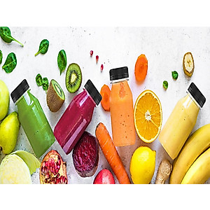 Hulless 40 Pcs 4 Ounce Plastic Juice Bottle Drink Containers Juicing Bottles with Black Tamper Proof Lids, Suitable for Juicing, Juice, Smoothies, Homemade Beverages