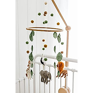 Sorrel + Fern Baby Crib Mobile - Safari Adventure (Elephant, Lion & Giraffe) - Nursery Decoration Ceiling Mobile and Baby Shower for Boys - for Boys & Girls