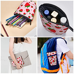 ZBDSKLEX Standing Pencil Case, Cute Pencil Case, Stationery Pen Case, Telescopic Pencil Case, Stand Up Pencil Case, Pencil Case, Pencil Pouch for Men Women (Red Strawberries)