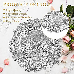 Mimorou 18 Pack Reef Charger Plates Plastic Snowflake Charger Plates Wedding Floral Charger Plates Decor for Christmas Dinner Wedding Party Event Supplies, 13 Inch (Silver)