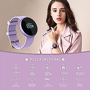 Women's Smart Watch, Fitness Tracker Smart Watch for Women, Color Touch Screen, Fitness Sleep Monitor Waterproof Call Reminder with Text GPS Auto Wake Screen Smartwatches for iPhone Android