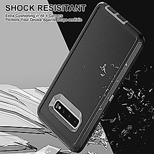 HONG-AMY for Galaxy S10 Plus Case, S10 Plus Case with Self Healing Flexible TPU Screen Protector [2 Pack], 3 in 1 Full Body Shockproof Heavy Duty Case for Samsung Galaxy S10 Plus (Black/Grey)