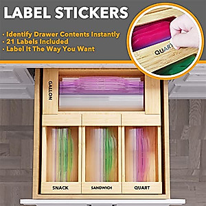 SpaceAid Bamboo Drawer Dividers with Inserts and Labels, 4 Dividers with 9 Inserts (17-22 in), Bag Storage Organizer (4 Pack)