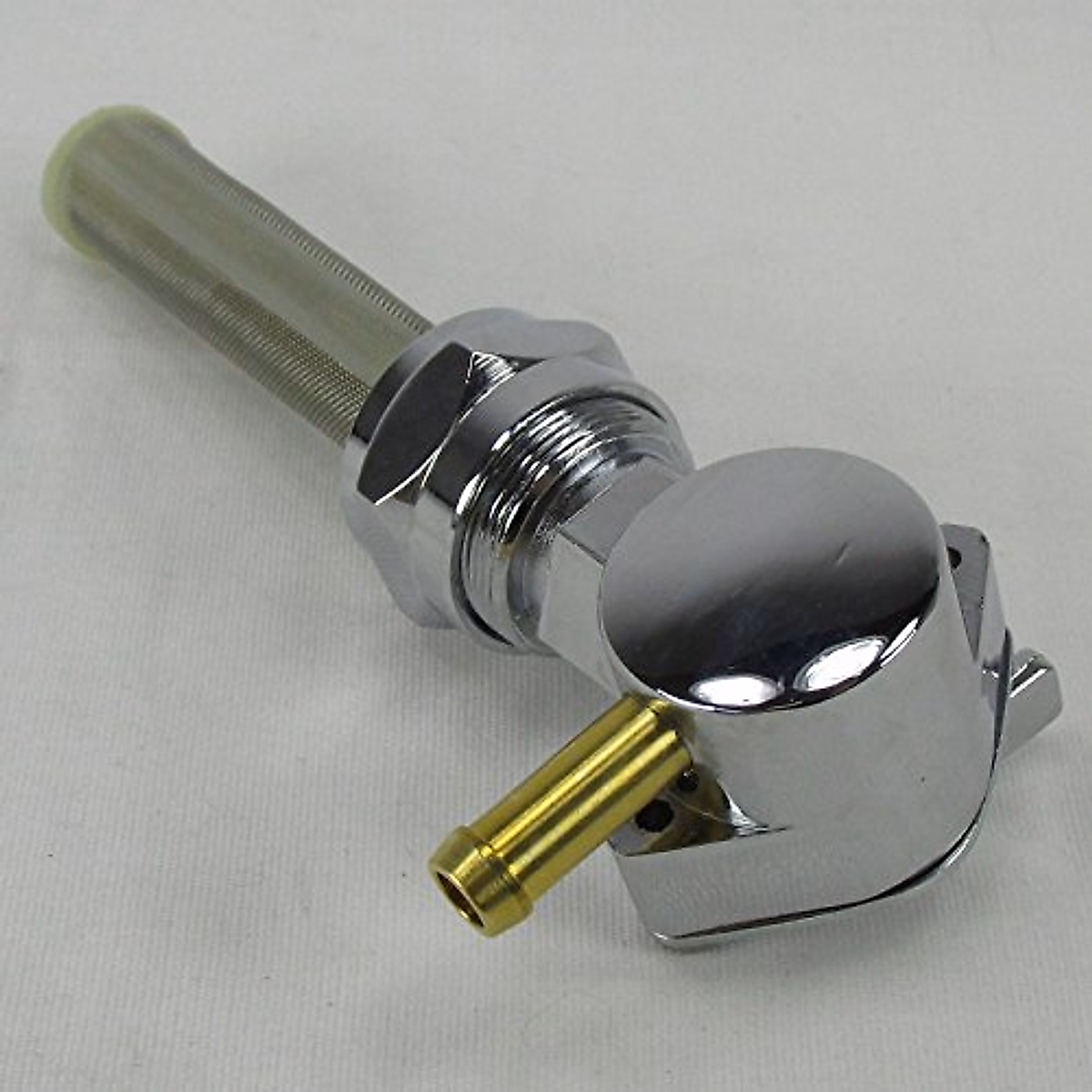 1975-2006 Harley Davidson 22mm Filtered Petcock 90 Degree Elbow Fuel Shut Off Valve - For Use with 1/4" ID Fuel Hose - Replaces HD Part # 62168-81 - Chrome Plated - Motorcycle Chopper Bobber