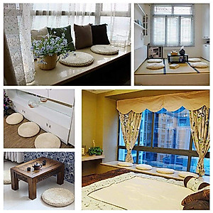 HUAWELL Japanese Traditional Tatami Round Braided Nature Handmade Straw Woven Seat Cushion Yoga Round Mat Zafu Chair Cushion (19.7 Inch)