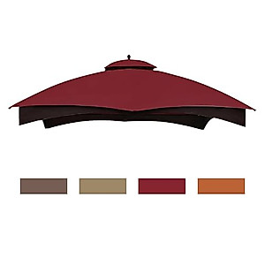 Eurmax USA High Performance Replacement Canopy Top for Lowe's Allen Roth Heavy Duty Gazebo Roof with Air Vent - 10x12 Gazebo Cover #GF-12S004B-1, Replacement Top Only (Burgundy)