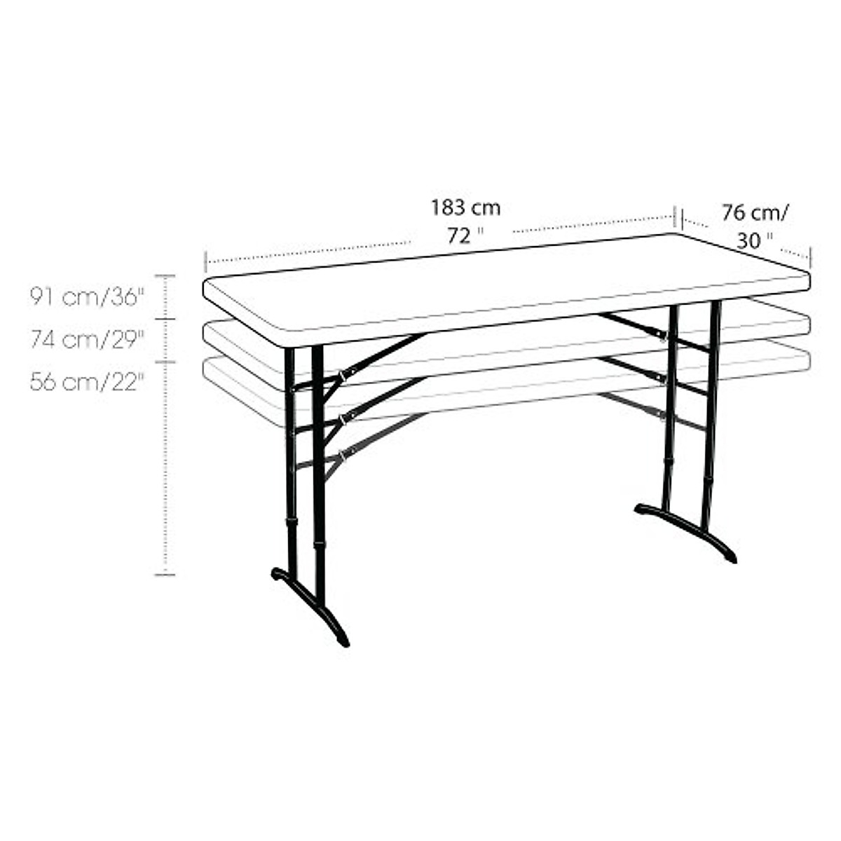 Lifetime Products 42920 Adjustable Rectangle Folding Table, 6', Almond, 4 Pack