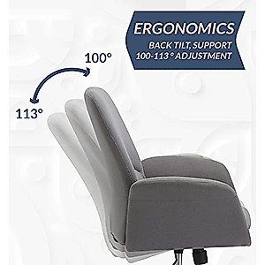 NOVIGO Upholstered Home Office Chair with Comfy Back Support for Conference Room Study Grey