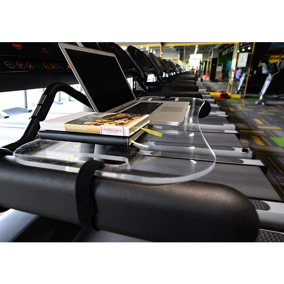 Stylezone Treadmill Laptop Computer Desk Setup Acrylic Laptop Computer iPad MacBook Book Holder and Stand on Treadmill Workstation with Protective Stop Block Curvy