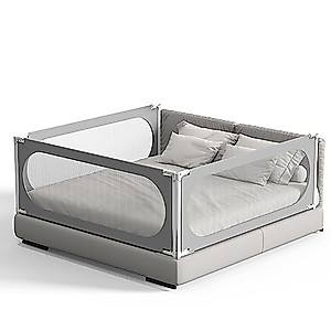 AGIMOLI Baby Bed Rail with Safety Y-Strap Extra Long Twin Full Queen King Size Infants Toddlers Guardrail with Reinforce Anchor Safety System (Grey, 75 inch (Pack of 1))