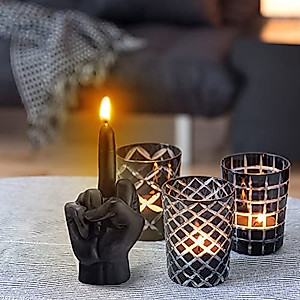 Middle Finger Candle Cool Candles Tall Birthday Candles Shaped Candles Interesting Finds Funky Candles Soy Wax Hand Gesture Candle Holiday Realistic Novelty Candles (Black)
