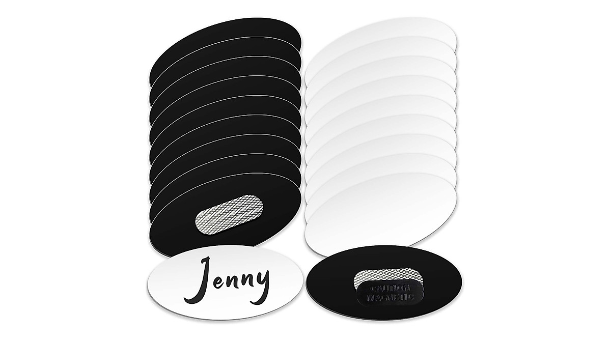 20 Pack Oval Name Badge Name Tags Blanks with Magnet DIY Engravable ...