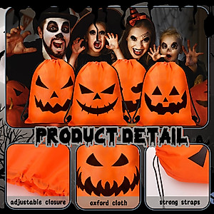 Sweetude 24 Pcs Halloween Drawstring Bags Large Backpack 16.1 x 12.6 Inch Candy Goodie Bags for Party Gift Supplies (Orange)