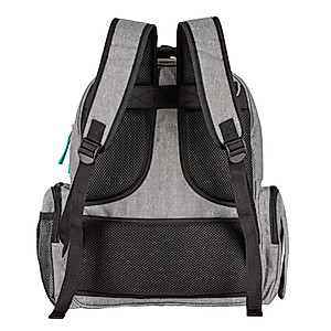 YavoBaby Diaper Bag Backpack - Large Capacity 18 Pocket Multi-Functional Unisex Diaper Bag - Extremely Durable and Stylish - Includes Changing Pad, Stroller Straps, and Nursing Pouch -Gray w/Teal Tags