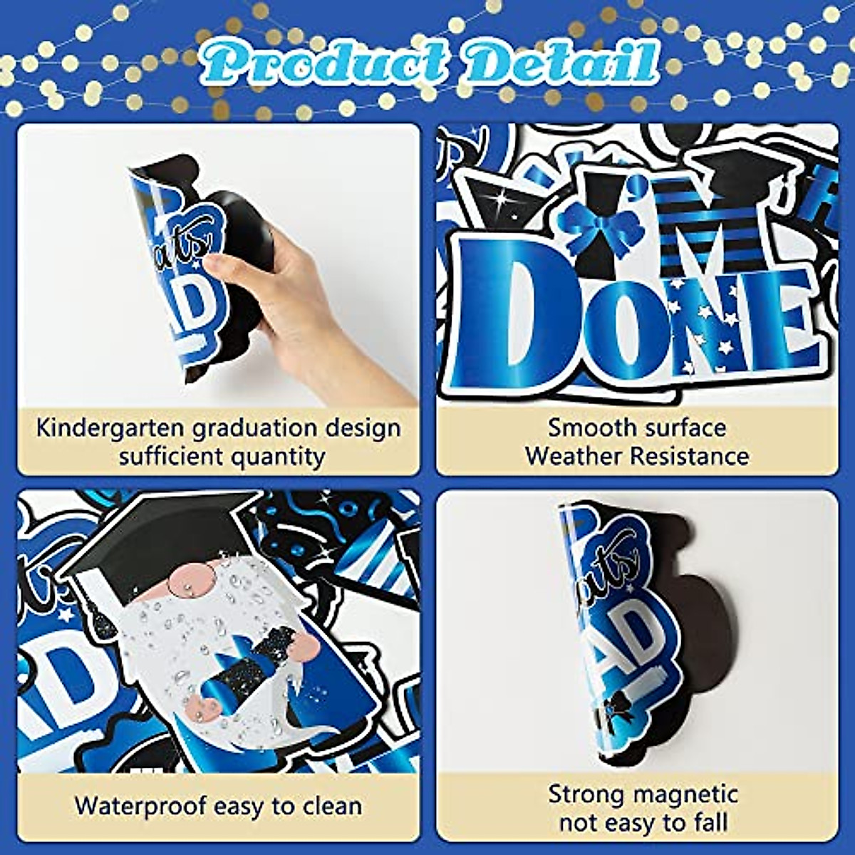 20Pcs Graduation Car Magnet Decors Class of 2023 Blue Graduation Refrigerator Magnets We are So Proud of You Graduation Magnets Stickers Grad Party Favors for Car School Office Whiteboard Home Decor