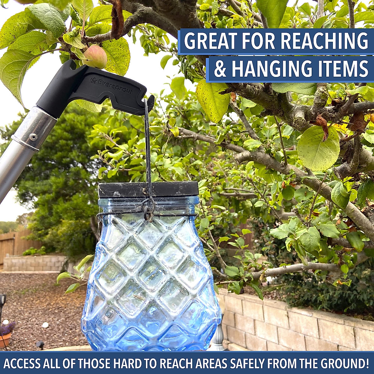 EVERSPROUT Utility Hook | Installing and Hanging Christmas Lights, Bird feeders, Reaching High Places | Lightweight, Fits on 3/4 inch Acme Thread Pole Tips (Hook Only, No Pole)