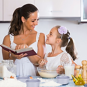 AWTBDP 4 Inch Cake Pan Set of 8, Anodized Aluminum Round Cake Pans with 100 Pcs Parchment Paper Tins Baking Pan for Cheese Cake, Pizza, Quiche, Non Toxic, Leakproof, Easy Pop Out