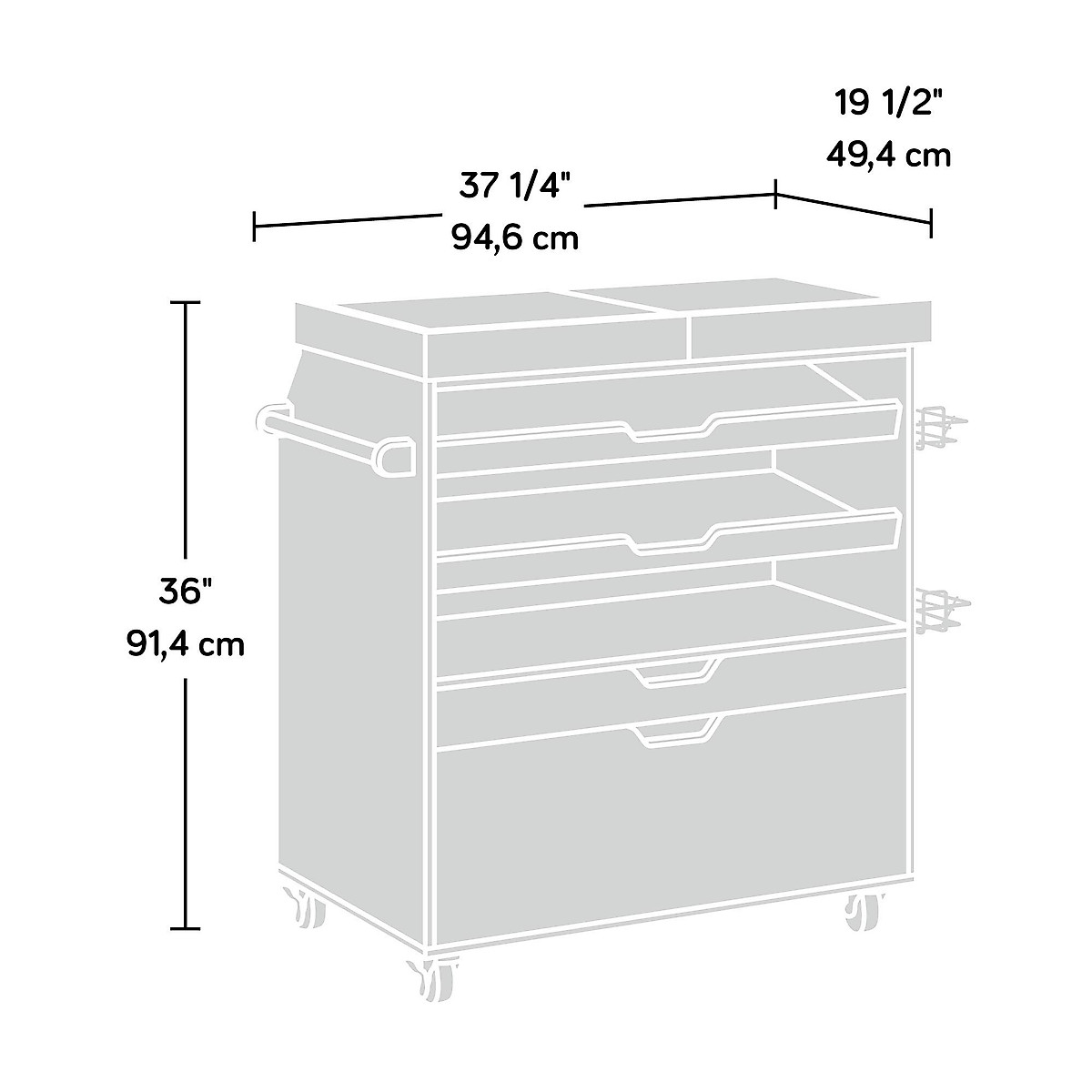 Sauder Craft Pro Series Craft Cart, Soft White finish
