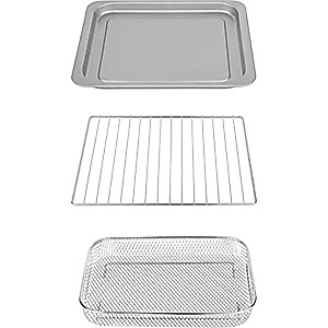 GE Mechanical Air Fryer Toaster Oven + Accessory Set | Convection Toaster with 7 Cook Modes | Large Capacity Oven - Fits 12" Pizza | Countertop Kitchen Essentials | Stainless Steel