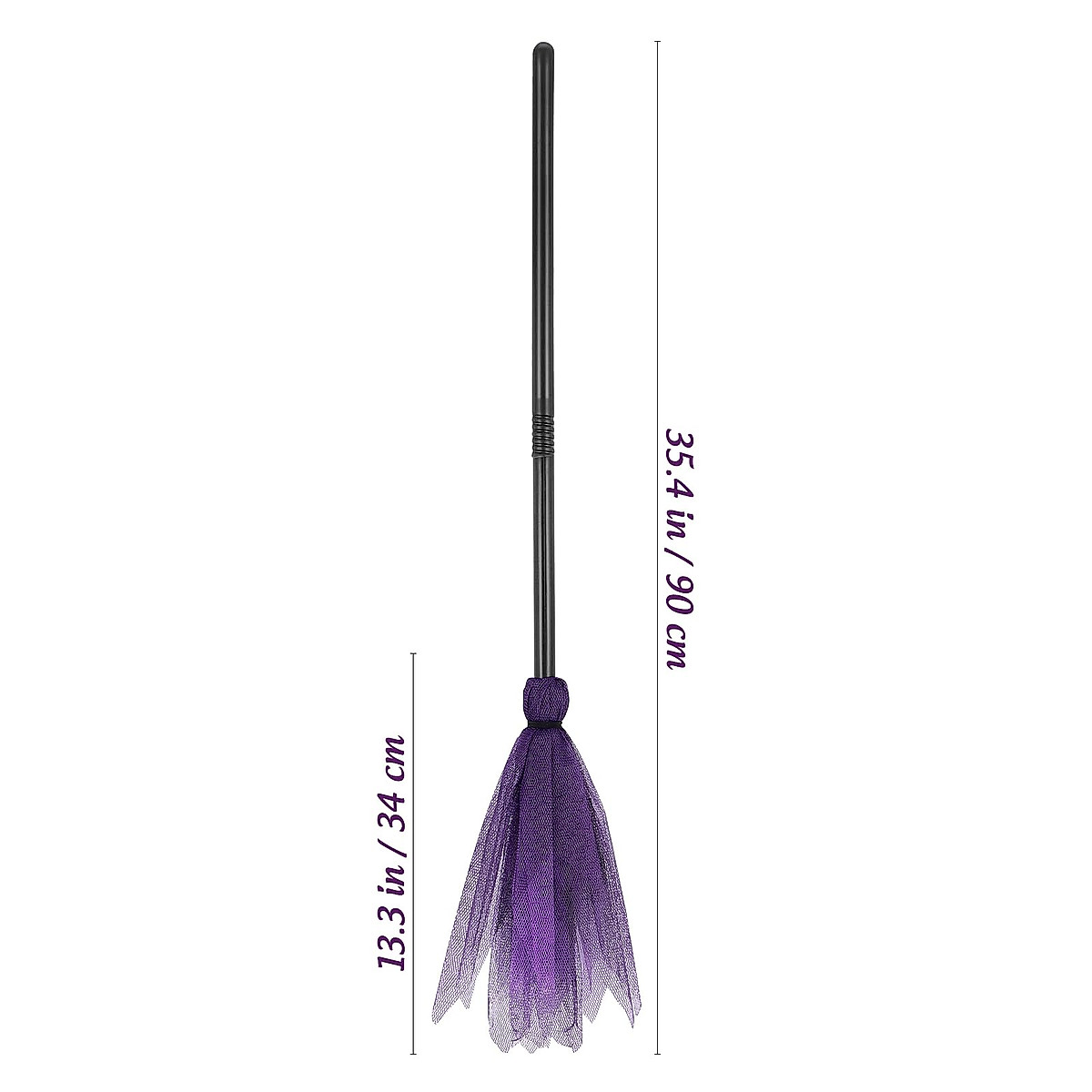 DECHOUS 2Pcs Halloween Witch Brooms, Kids Witch Broomstick Costume Props, 35in Small Halloween Broomstick Decor Wizard Flying Broom Purple Witch Broom for Party Cosplay Halloween
