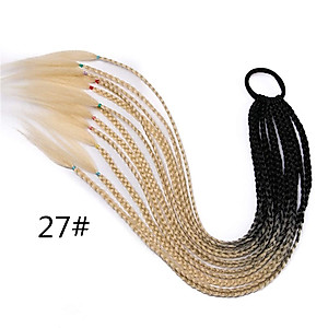 Large Hair Band Colorful Gradient Braided Ponytail Extention Hairstyle Hair Rope Accessories for Girls Wigs & Accessories 60 CM(27)
