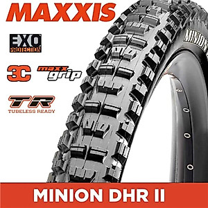 Maxxis Minion DHR II Bicycle Tyre with Folding Bead 27.5x2.40 Wide Trail/MaxxGrip/EXO/Tubeless Ready, Black