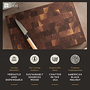 John Boos Walnut Blo WAL-CCB1812-175 Classic Collection Wood End Grain Chopping Block, 18" x 12" x 1.75"