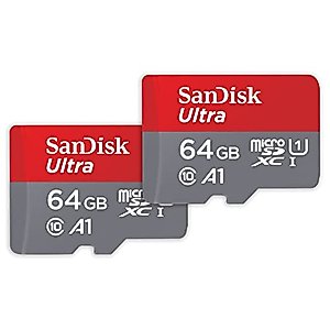 SanDisk 64GB 2-Pack Ultra microSDXC UHS-I Memory Card (2x64GB) with Adapter - SDSQUAB-064G-GN6MT