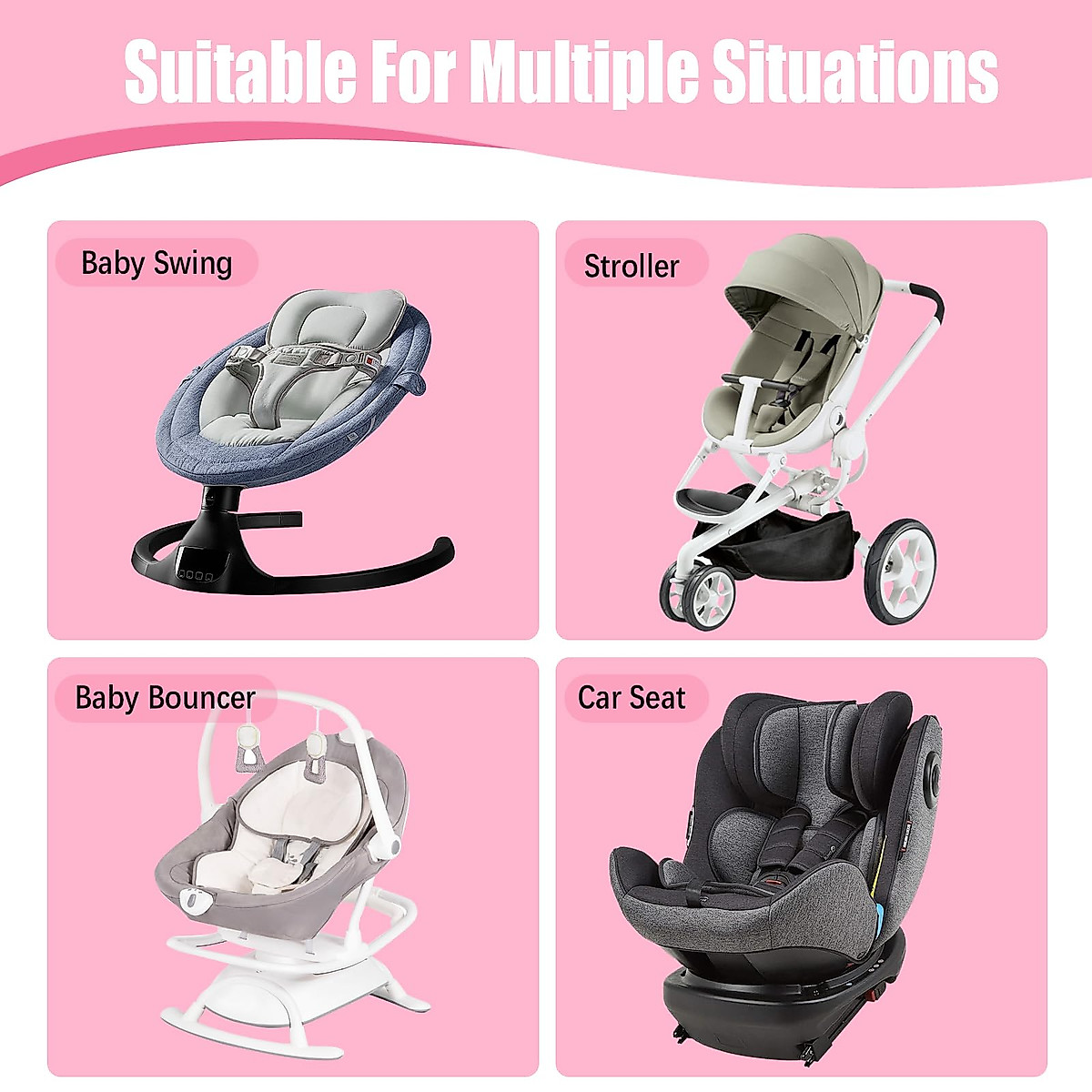 KAKIBLIN Toddler Head Support for Car Seat, Infant Car Seat Insert, Baby Soft Neck and Body Support Pillow for Carseat, Pink