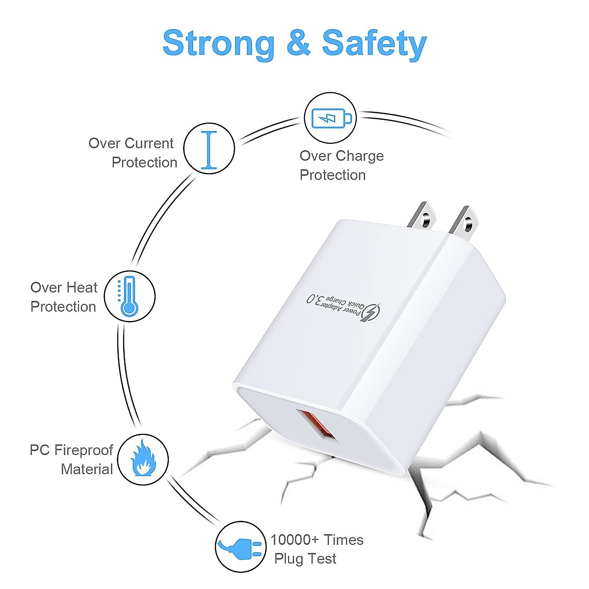 Quick Charge 3.0 Wall Charger Block Plug,USB Cube Power Adapter Fast Charging Block for Samsung Galaxy S24 S23FE A15 A25 A14 A13 A54 S22 S21 S10 S9 S8 A20 A12 A53 A03S A04S A51 A52 A24 A23 A34,Note 20