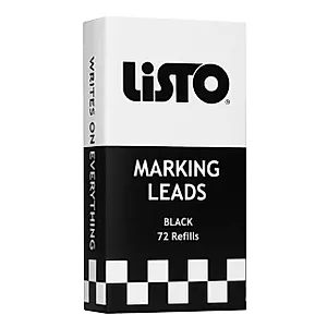 Listo 162 Marking Pencils Refill - Black, Box of 72, Grease Pencils/China Marking Pencils/Wax Pencils