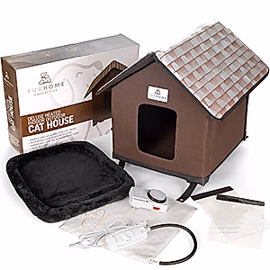 Heated Cat Houses for Outdoor Cats, Elevated, Waterproof and Insulated - A Safe Pet House and Kitty Shelter for Your Cat or Small Dog to Stay Warm & Dry