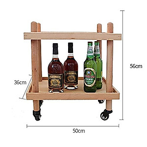 JF-XUAN Kitchen Shelf Kitchen Shelf with Wheels Double Layer Wooden Trolley Living Room Storage Rack Cart