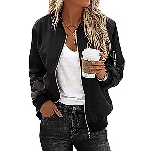 Zeagoo Womens Classic Quilted Jacket Short Bomber Jacket Coat, Black, Small