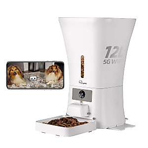 SKYMEE 12L WiFi Pet Feeder Automatic Food Dispenser for Cats & Dogs - 1080P Full HD Pet Camera Treat Dispenser with Night Vision and 2-Way Audio, Wi-Fi Enabled App for iPhone and Android