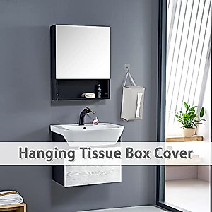 HELMDY Tissue Box Holder Rectangular: Modern Decorative PU Leather Organizer Tissue Box Cover 9.84"X5.51"X3.86" for Bathroom Vanity Countertop & Night Stands & Office Desk & Car (Gray)