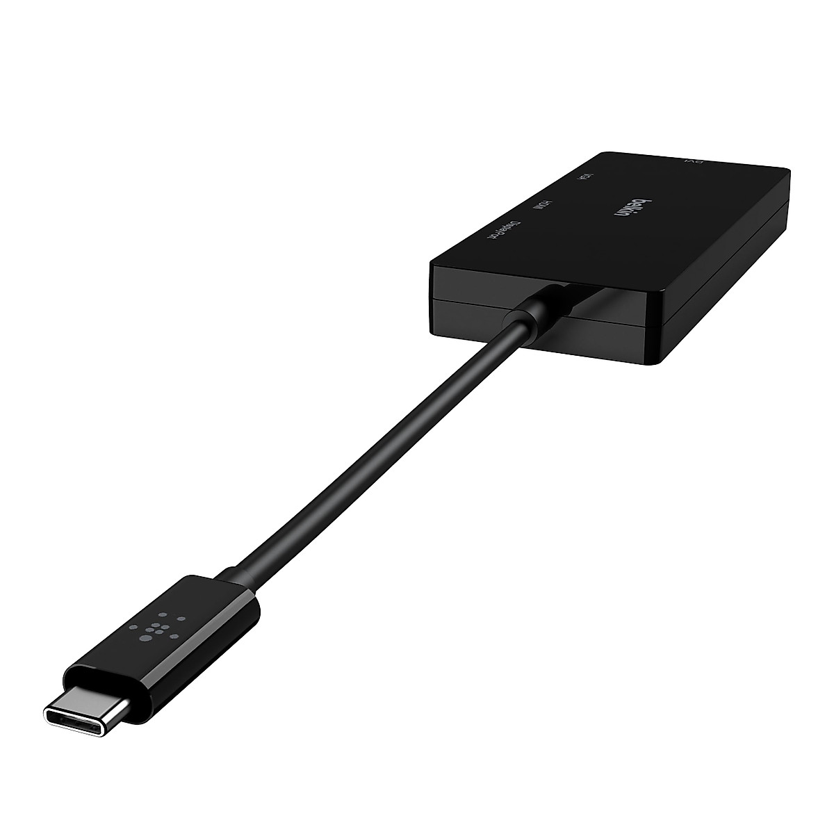 Belkin USB C Video Adapter, 4-in-1 MultiPort Adapter - USB C Video Adapter For MacBook Pro, MacBook Air, iPad Pro & Mac Mini - HDMI, VGA, DisplayPort, Or DVI Video Display W/ Tethered USB C Cable