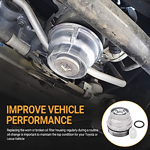 15620-31060 Oil Filter Housing Cap Assembly for Toyota Tundra Rav4 4Runner Camry Highlander Tacoma Avalon Sienna Venza Lexus RX350 Oil Filter Housing with Oil Plug Replace 1562031060 15643-31050