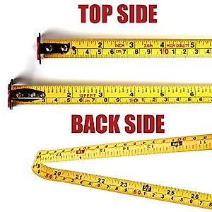 12 Foot Measuring Tape Measure by Kutir - Easy to Read Both Side Dual Ruler, Retractable, Heavy Duty, Magnetic Hook, Metric, Inches and Imperial Measurement, Shock Absorbent Rubber Case