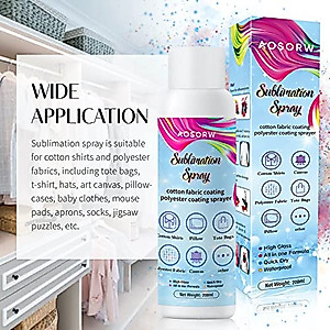 AOSORW 200 ml Sublimation Spray for Cotton Shirts, Sublimation Coating Spray for T-Shirts, Canva, Poly T Plus Sublimation Supplies for Cotton, Canvas, Polyester Fabric, Quick Dry, High Gloss