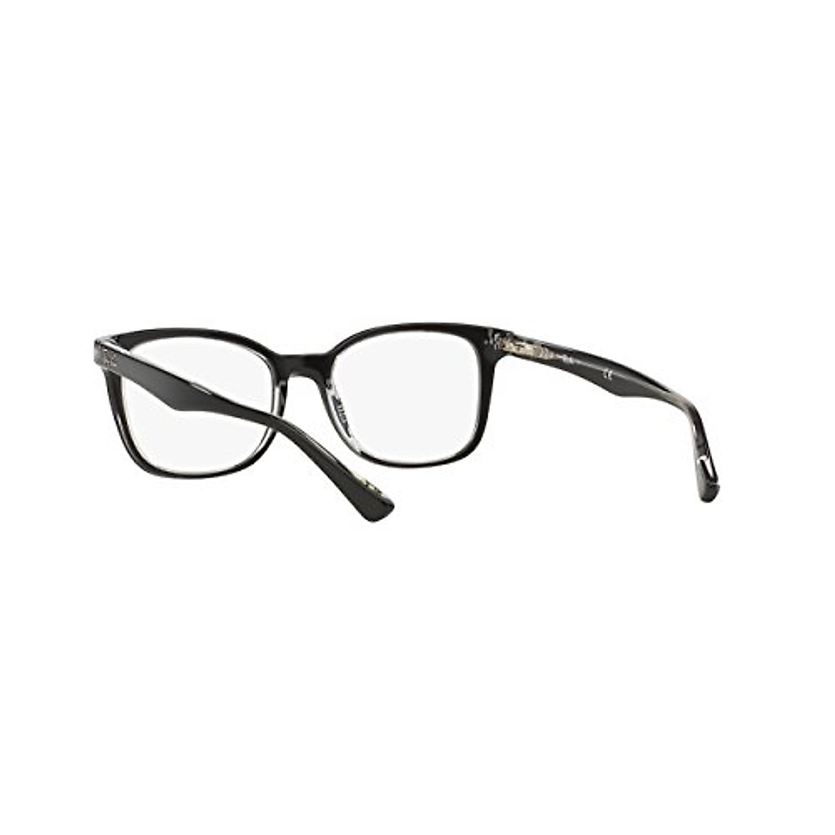 Ray-Ban RX5285 Square Prescription Eyeglass Frames, Black On Transparent/Demo Lens, 53 mm