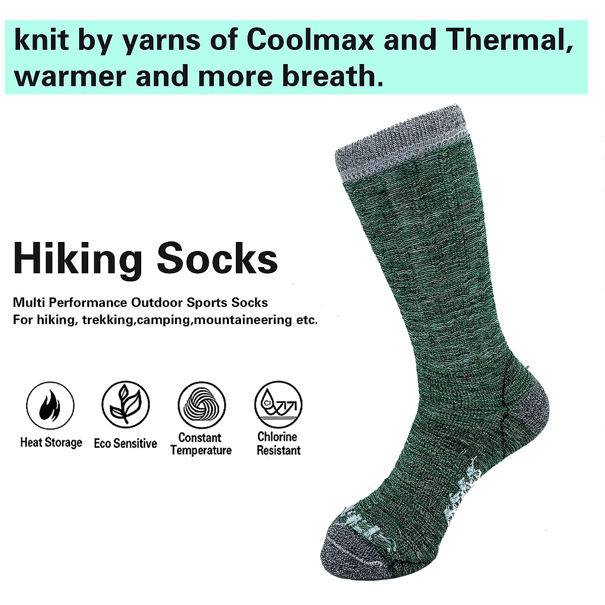 bataidis Hiking socks with Full Cushioned,Thicker,Warmer and more Breathable Men's Outdoor Hiking Running Socks 4 Pairs of Crew Socks for Men.Size in Large
