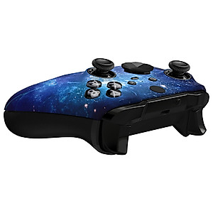 eXtremeRate Blue Nebula Replacement Faceplate Cover for Xbox One Elite Controller Series 2 (Model 1797), Soft Touch Front Housing Shell Case & Accent Rings for Xbox Elite Series 2 Core Controller