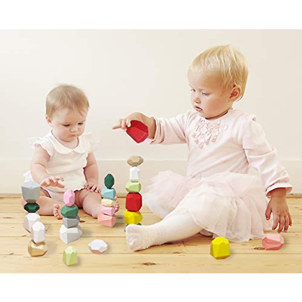 16PCs Wooden Balancing Stacking Stones Rocks,, Balancing Wooden Stacking Blocks Toys, Preschool Toys Wooden Stacking Toys, Wood Stacking Game Building Block Toys Enhances Motor Skills