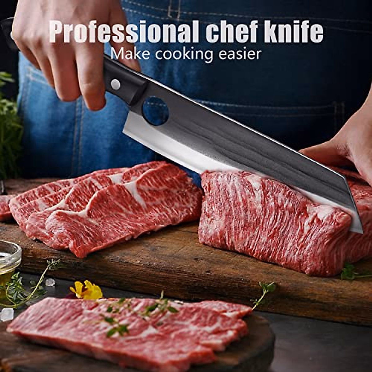 FUSIONKEI 11 Inch Slicing Carving Knife 7.5 Inch Japanese Chef Knife Kiritsuke Knife With Gift Box