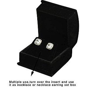 Black Color Luxury Velvet Multiple Use Earring Necklace Pendant Jewelry Gift Box for Wedding, Birthday, Valentine' Day, Mother's Day, Christmas...Comes with an Extra Individual White Packer Box Size 2.15〞(W)*2.15〞(D)*1.65〞(H)( Jewelry not included)