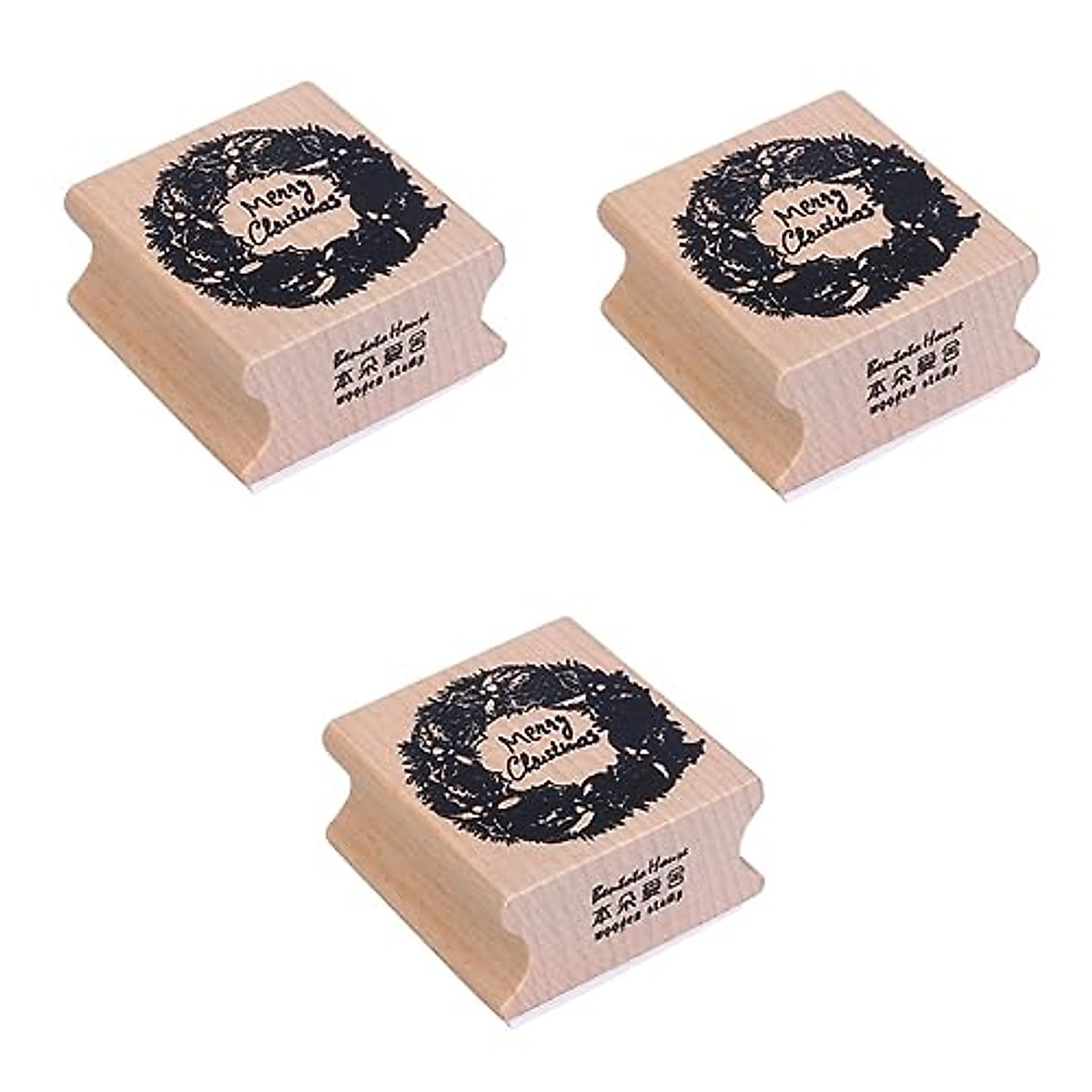 NOLITOY Wooden Christmas 3pcs Wood Suit Vintage Card Making Rubber Christmas Wood Stamper Christmas Stampers Wooden Stamper Stampers Party Favors Pine Cones Paint Gift Earth Tones Wreath