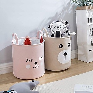 XYDZ Children's Laundry Basket Collapsible Fabric Nursery Storage Bin Cute Organizer Large Foldable Hamper for Home Closet Laundry Cartoon Clothes Bag Toys Storage Stylish Apricot Ear Bear Design