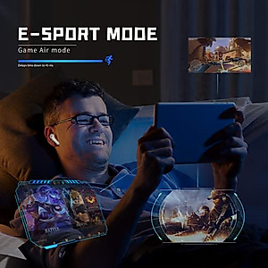 NEOQOQO Wireless Earbuds, Bluetooth 5.1 Headphones Gaming Earphones 45ms Low-Latency with Charging Case, IPX5 Waterproof Earbuds Noise Cancelling Microphone Specially Designed for Gaming